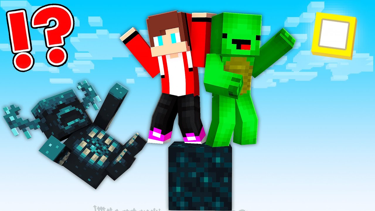 JJ And Mikey Survive On SCULK ONE BLOCK In Minecraft - Maizen - YouTube