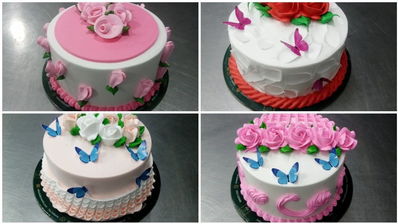 designing cake ice multi colour cake designing - YouTube