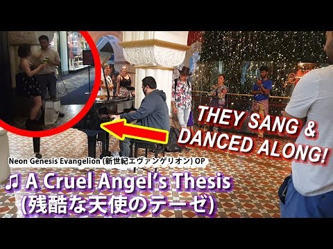 I played EVANGELION OP (A Cruel Angel's Thesis) on piano in public