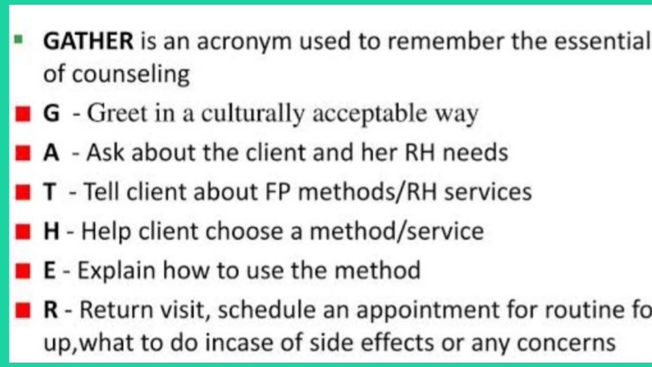 The GATHER technique of contraceptive counsleing - YouTube
