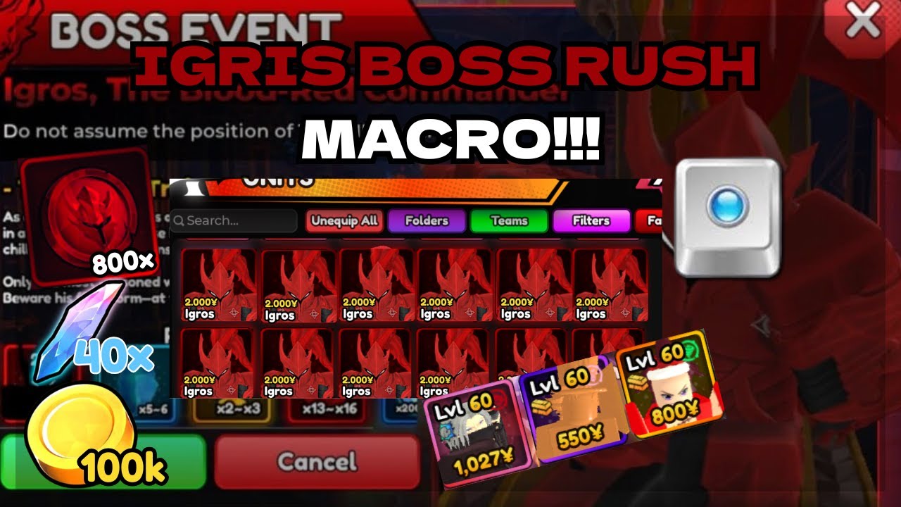 *NEW* IGRIS BOSS RUSH MACRO | Anime Vanguards - YouTube