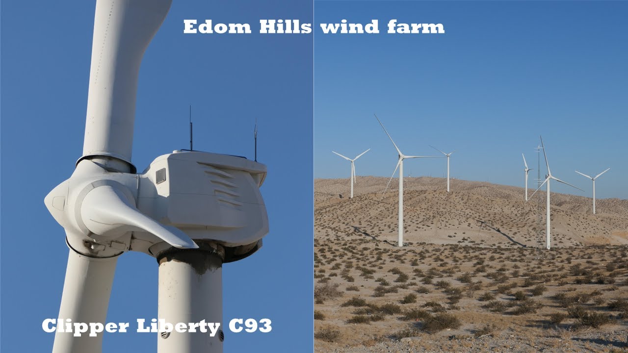 Edom Hills wind farm - 8 x Clipper Liberty C93 - YouTube