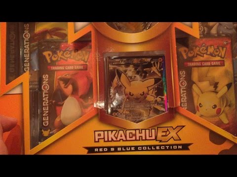 Pokemon Picachu ex Red and Blue Collection Box Opening - YouTube