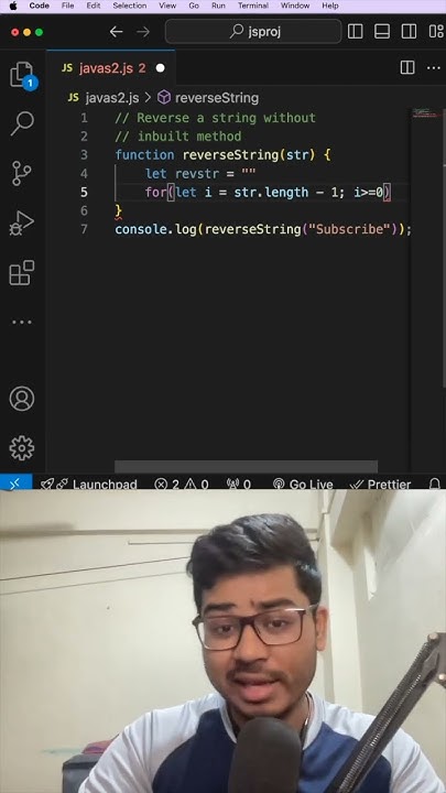 Reverse A String Without Inbuilt Function Javascript Interview Questions 08 Shorts Coding