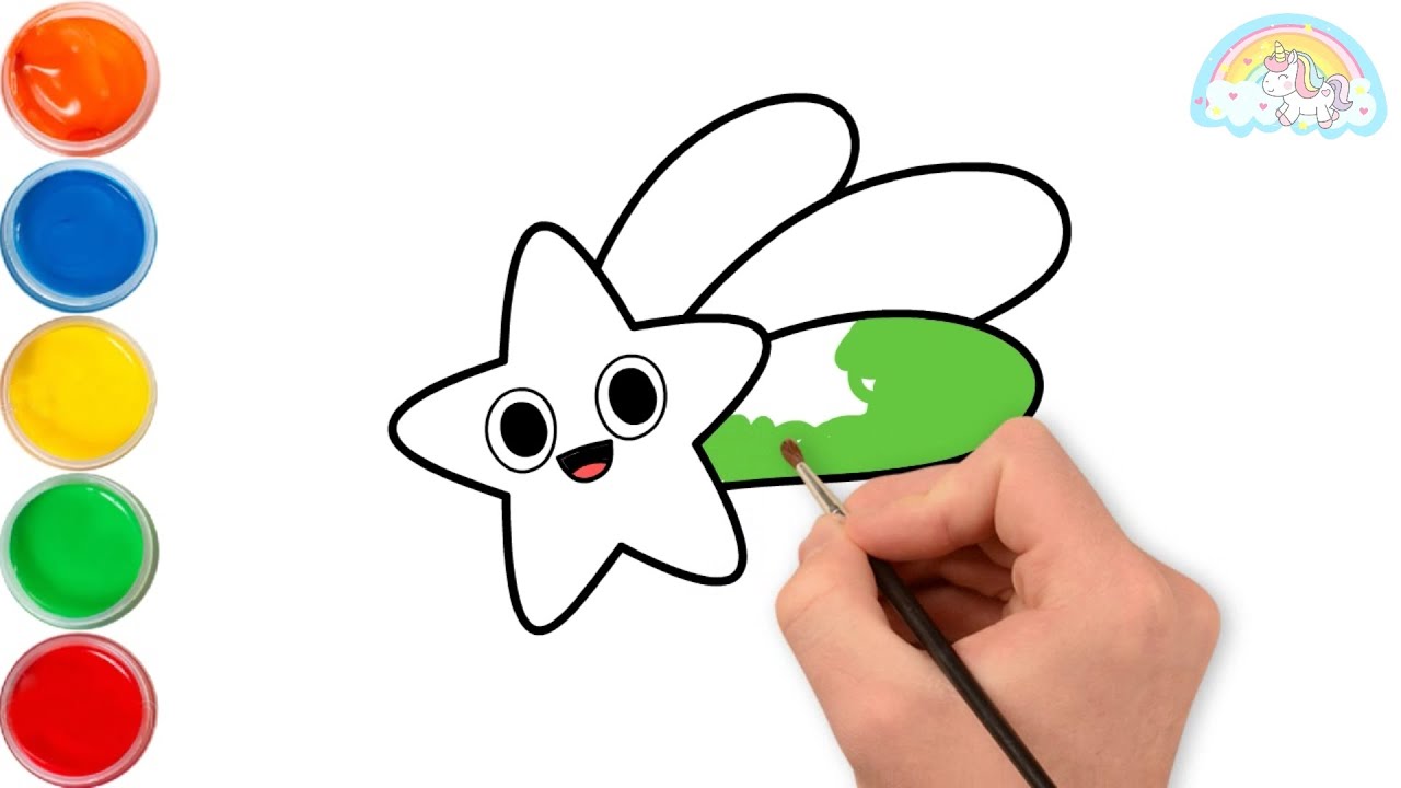 How to draw and color a STAR (COMET) for kids EASY and STEP BY STEP? 😍🌹 ...