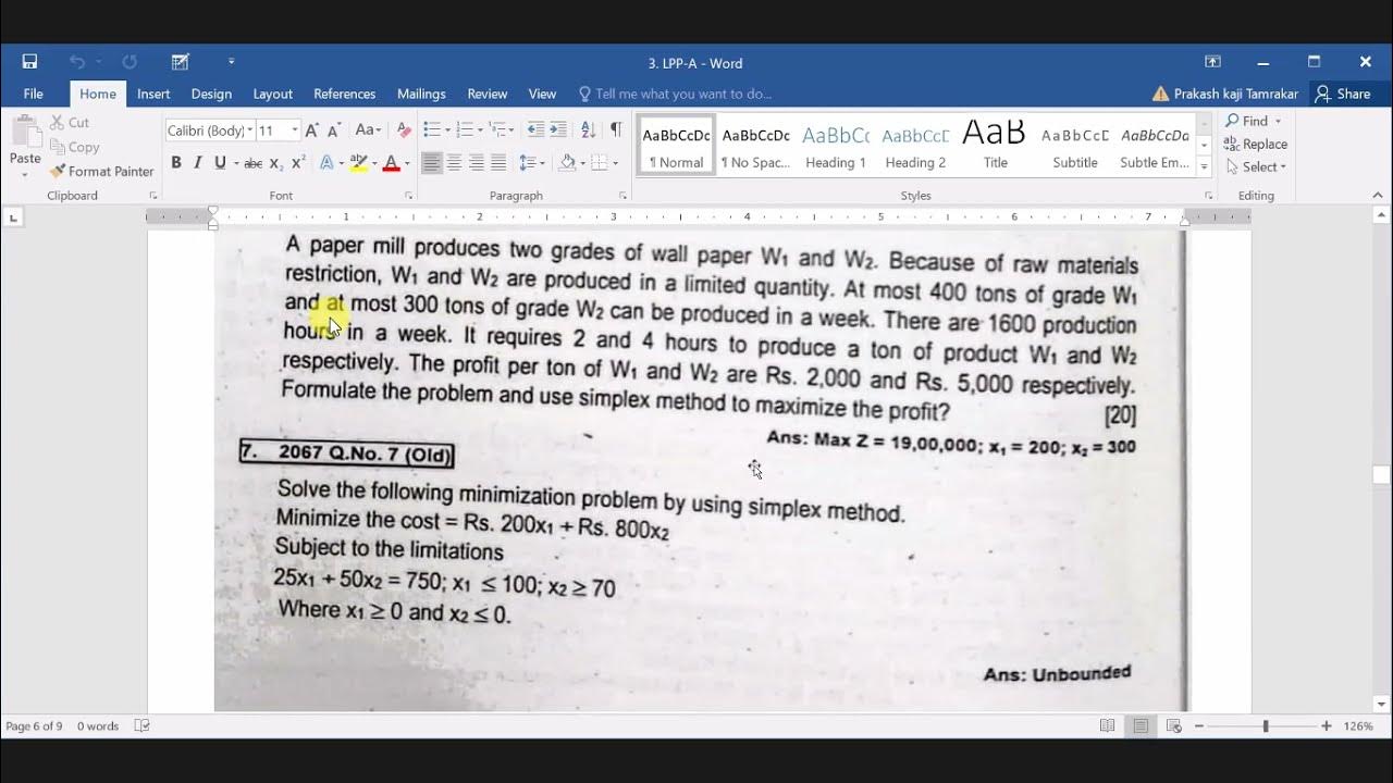 Unit 5 (PART 2) Linear Programming | Production and Operations Management MBS Second Semester ...