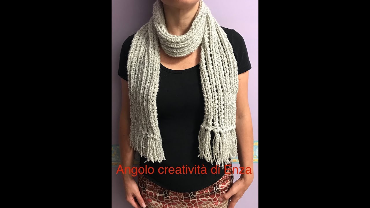 Sciarpa ai ferri soffice e facile con frangia 🧣 🧣 - YouTube
