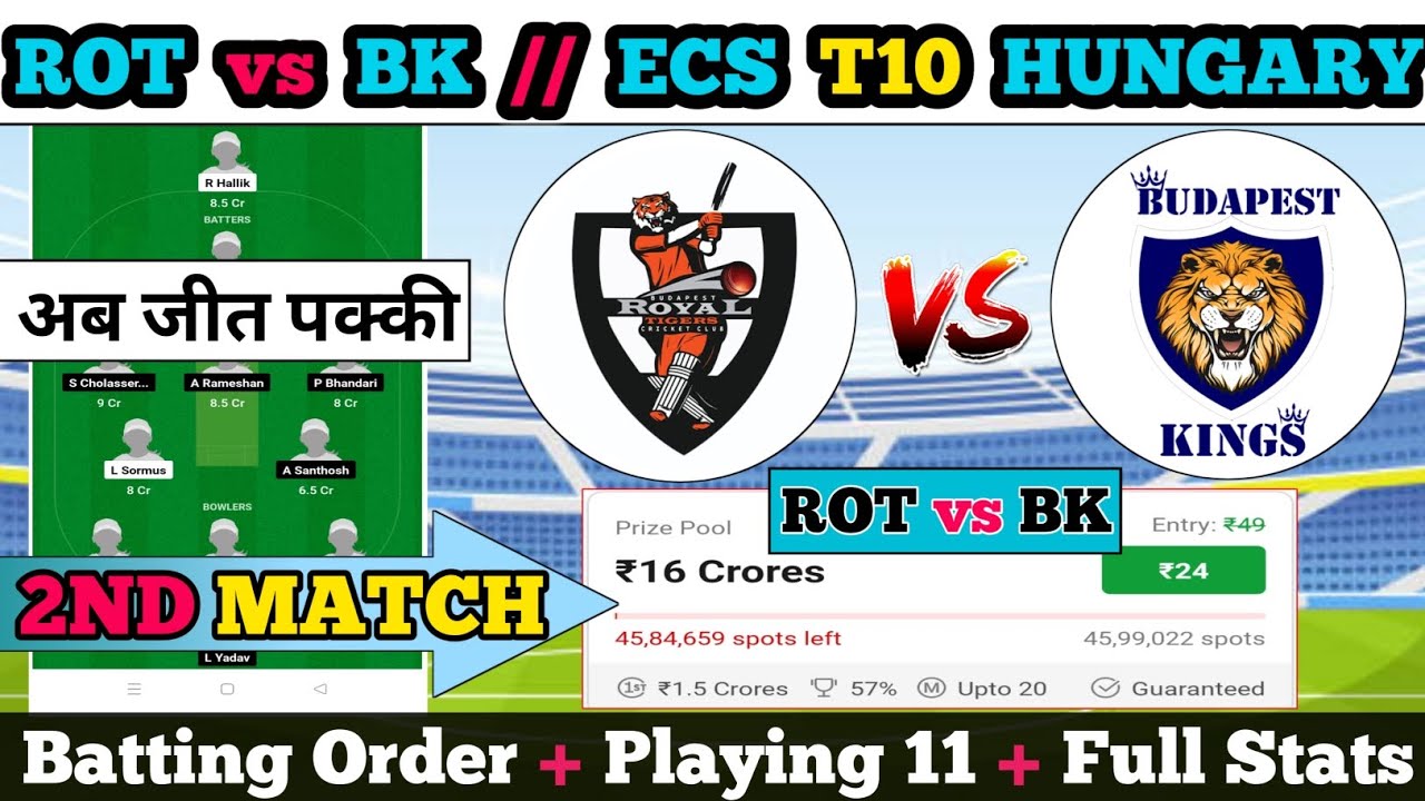 ROT vs BK Dream11 || ROT vs BK Dream11 prediction || ROT vs BK 2ND ...