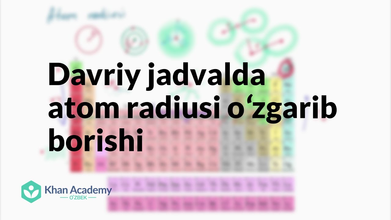 Davriy jadvalda atom radiusi oʻzgarib borishi | Davriy jadval | Kimyo ...