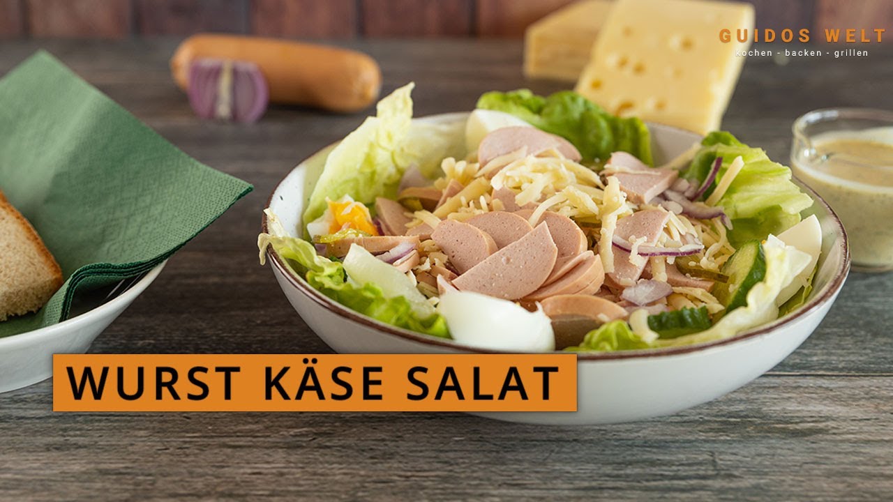 Einfacher garnierter Wurst Käse Salat - YouTube