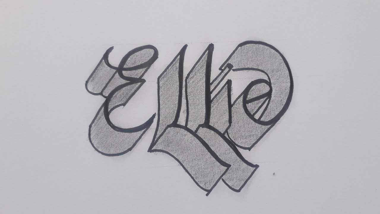 3d Drawing Calligraphy Name Ellie On Paper / How To Draw Easy Art For ...