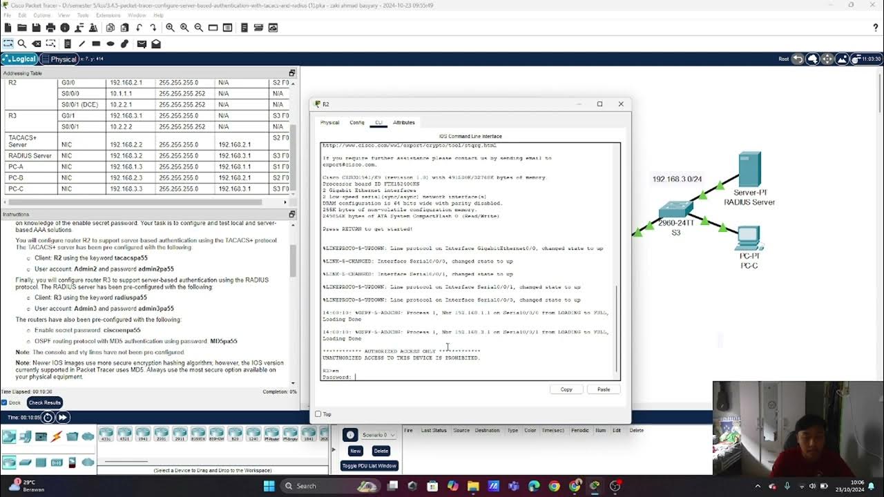 Packet Tracer Configure Server Based Authentication With Tacacs and Radius - YouTube