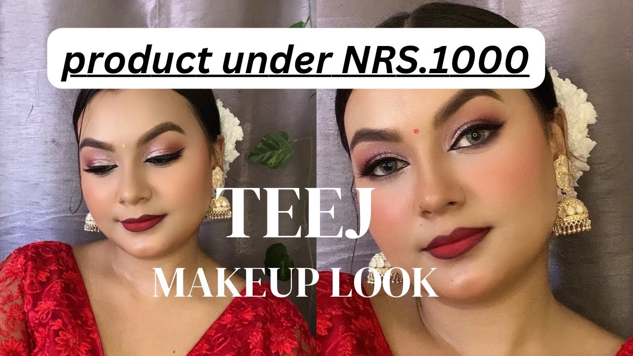 Teej make-up look ️|| product under NRS.1000 || Nepali language ️ - YouTube