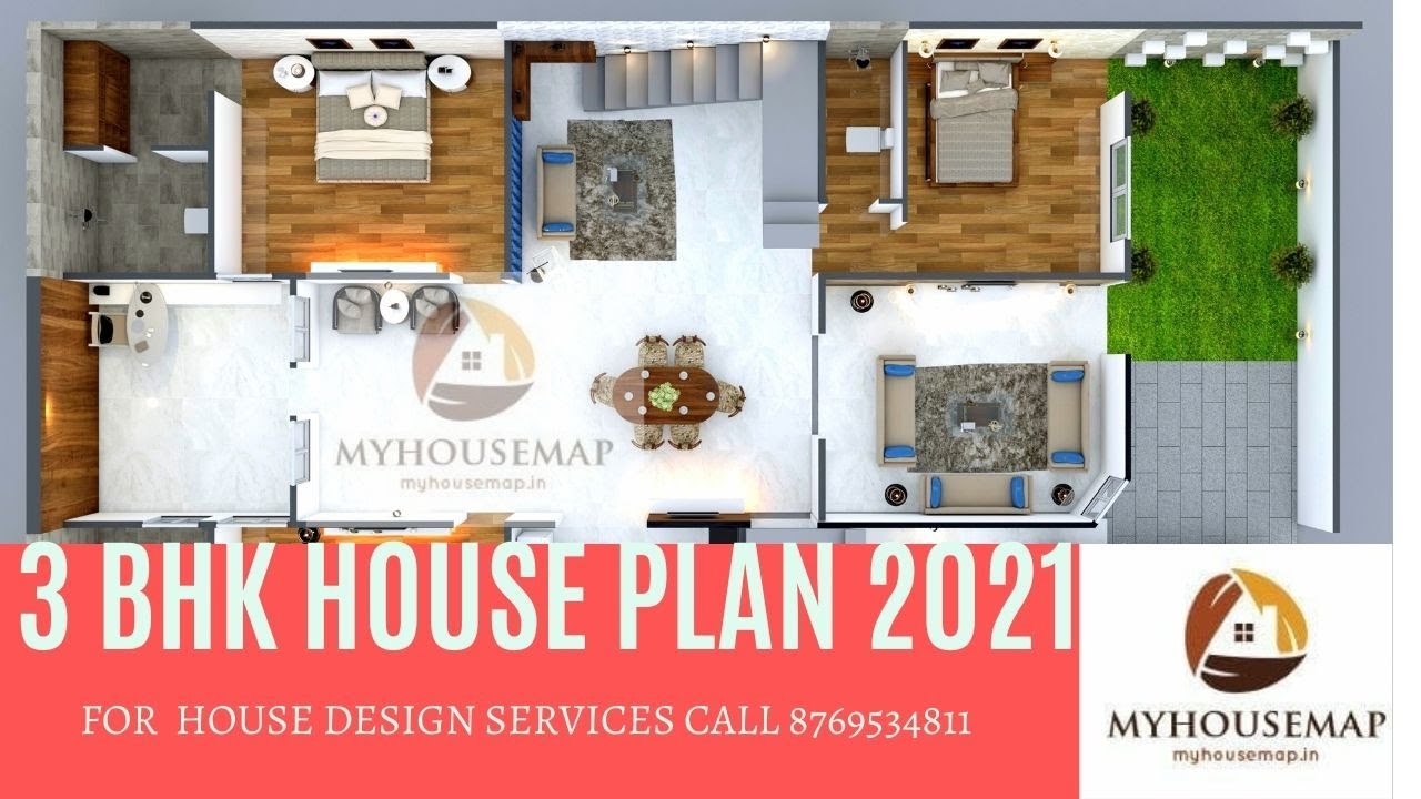 3 bhk house plan 2021 | house map | 3 bhk | 3d floor plan | my house ...
