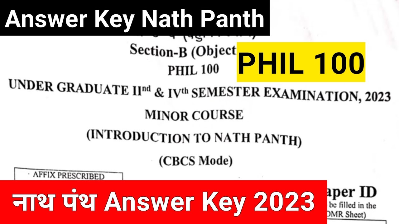 Introduction to Nath Panth PHIL 100 Answer Key 2023 | B.A 2nd Semester ...