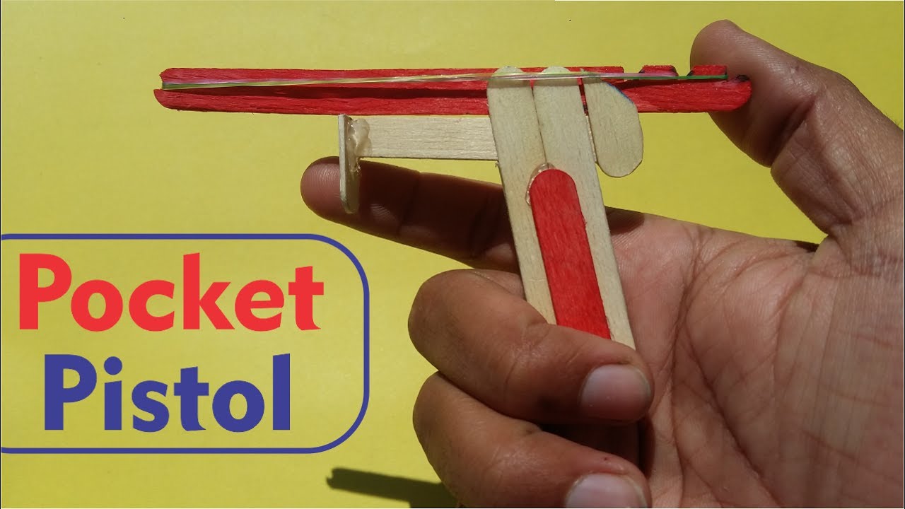 How To Make Rubber Power Gun - Pocket Pistol - YouTube