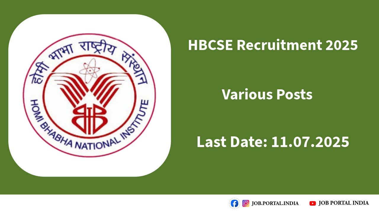 Homi Bhabha Centre For Science Education (HBCSE) Recruitment 2025 - YouTube
