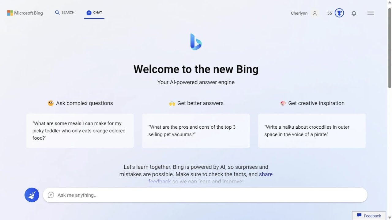 تجربة محرك بحث بينج الجديد New Bing مع ChatGPT - YouTube