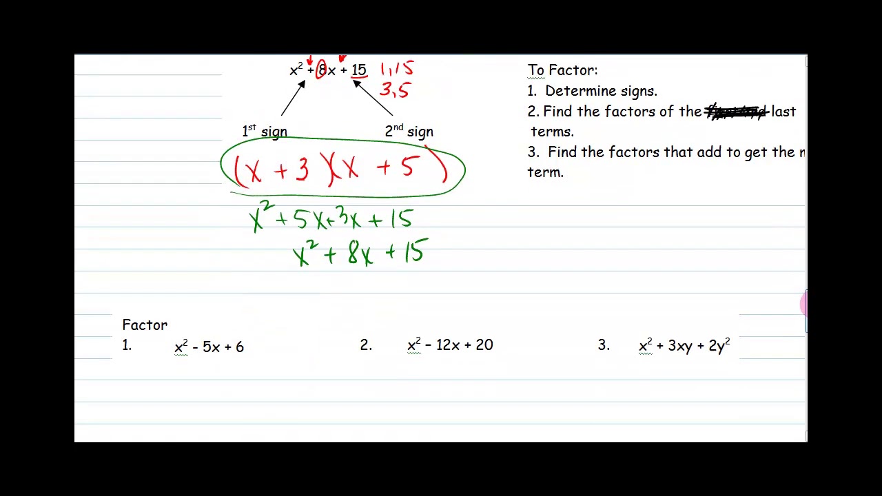 Factor when 'a' is 1 - Part 1 - YouTube