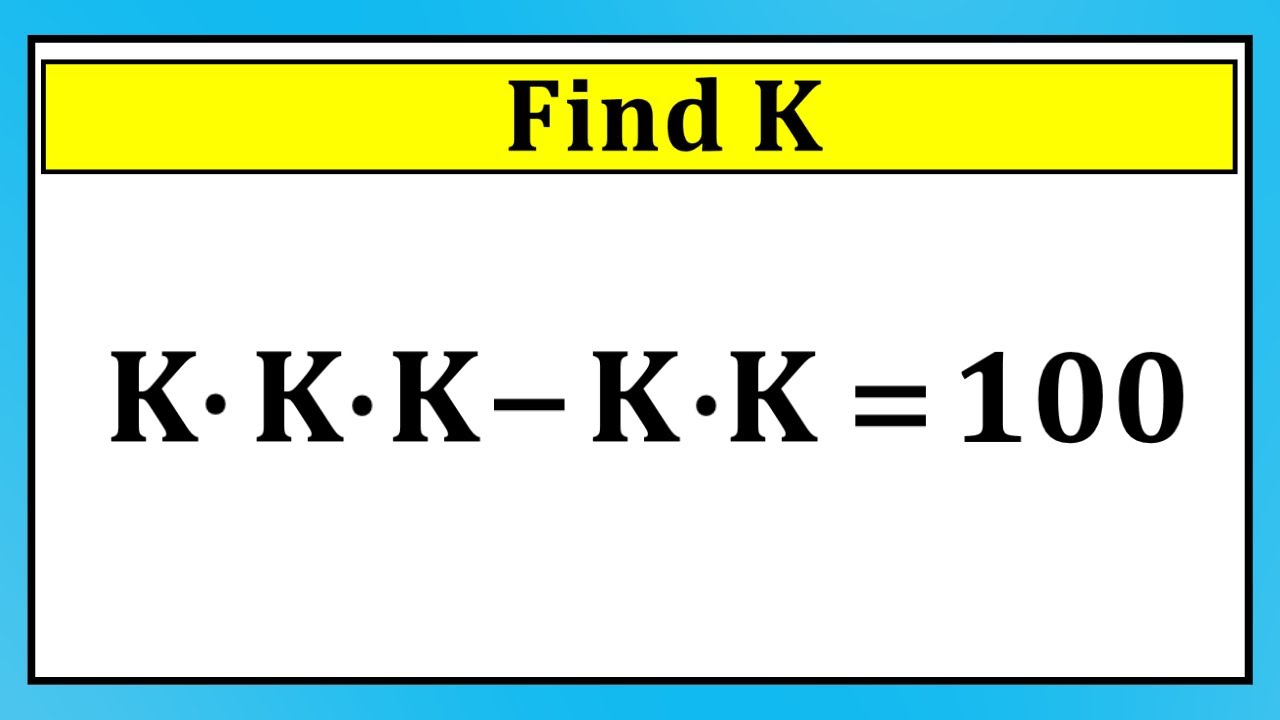 Nice Algebra Math Simplification | Find the Value of K - YouTube
