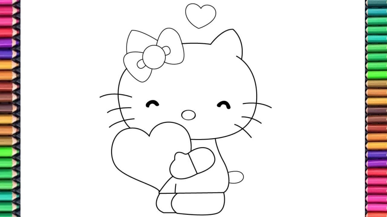 How To Draw Hello Kitty With Heart | Hello Kitty Drawing Easy Kids And ...
