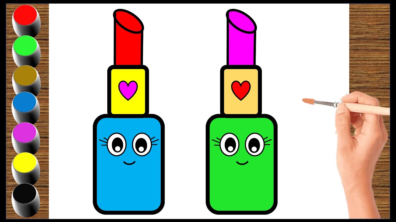 How to draw cute lipstick | cute lipstick drawing for kids and toddlers ...
