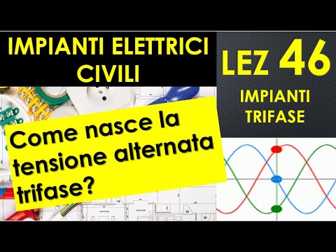 46-Impianti elettrici trifase. Come nasce la tensione alternata trifase? sfasamento 120 gradi, 50 Hz