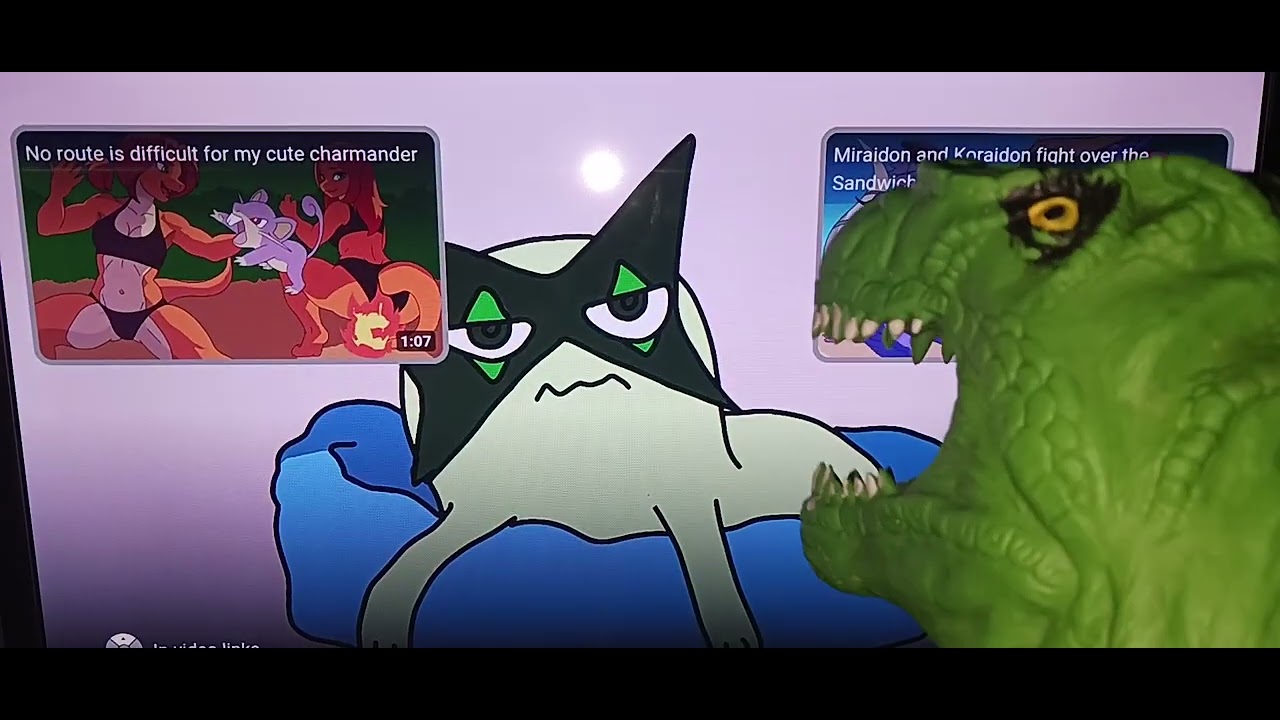 Dinosaur puppet reacting to PokArt Animation part 2 - YouTube