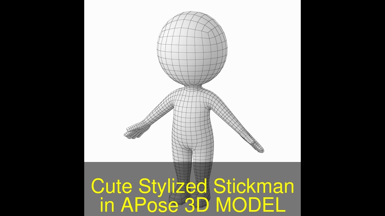 3D Model of Cute Stylized Stickman in A-Pose Review - YouTube