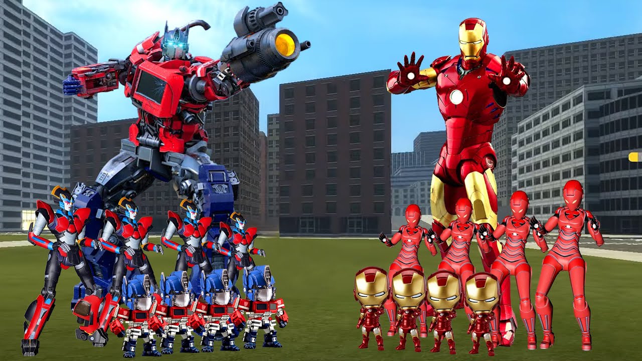 IRON-MAN Family VS TRANSFORMERS: RISE OF THE BEASTS | LIVE ACTION STORY ...