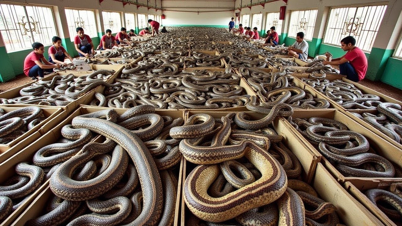 How Farmers Earn $3.5 Million from Python Skin | Snake Processing ...