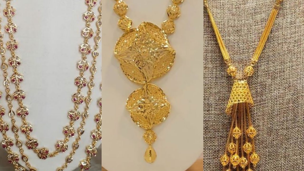 Pure Gold mala set 22 k gold beautiful designs of mala - YouTube
