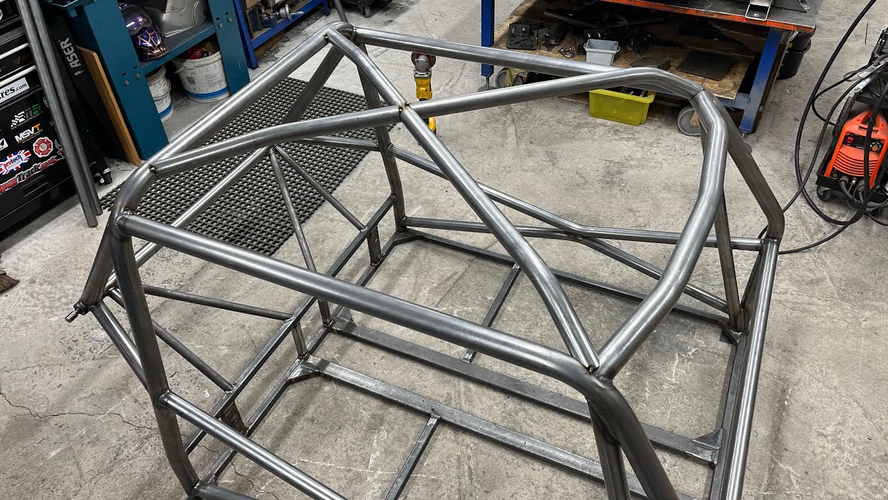 race car chassis roll cage roof bars - YouTube