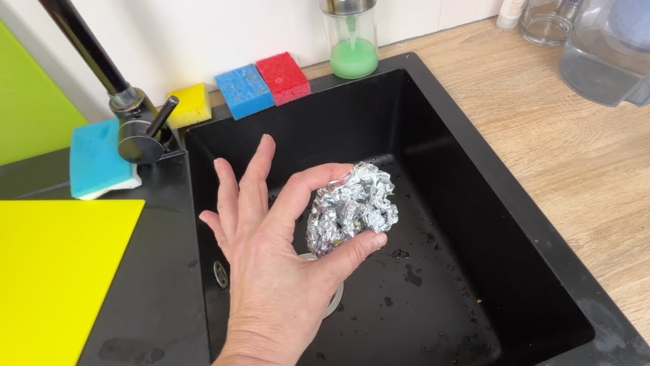 Crumple aluminum foil into a ball and keep it near the sink - YouTube