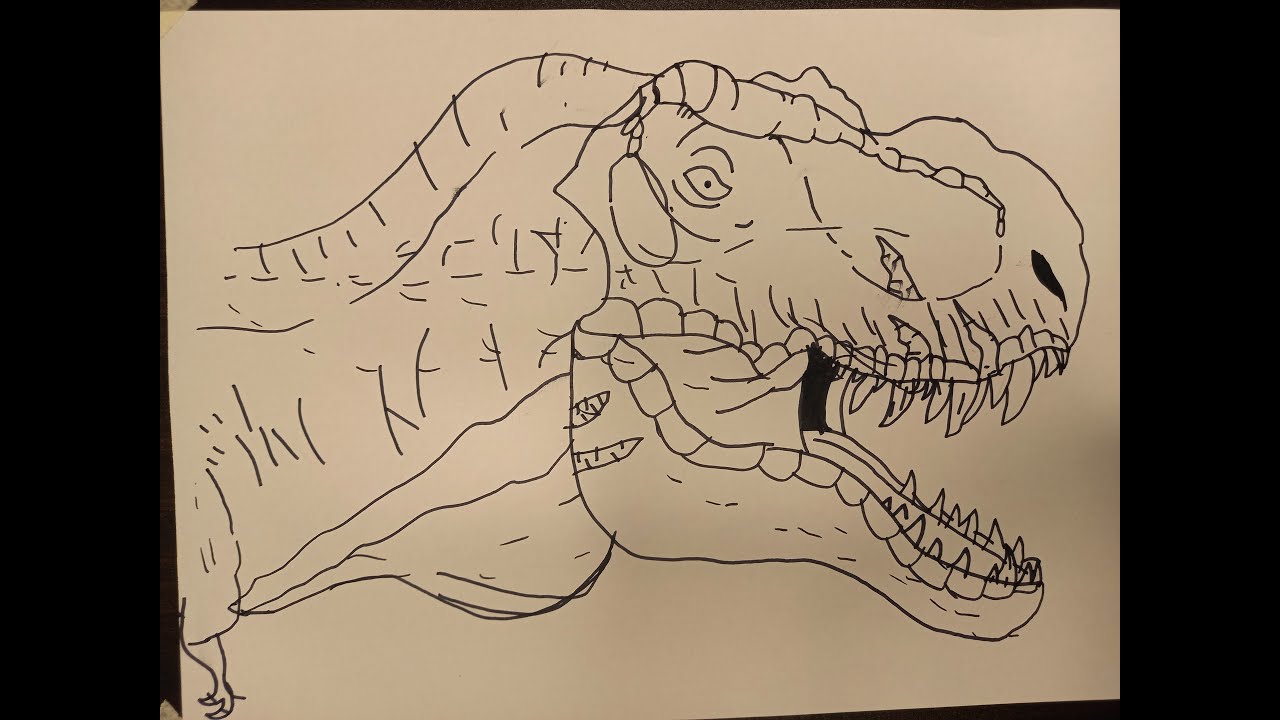 Belajar menggambar T Rex / Practice to draw Tyrannosaurus rex - YouTube
