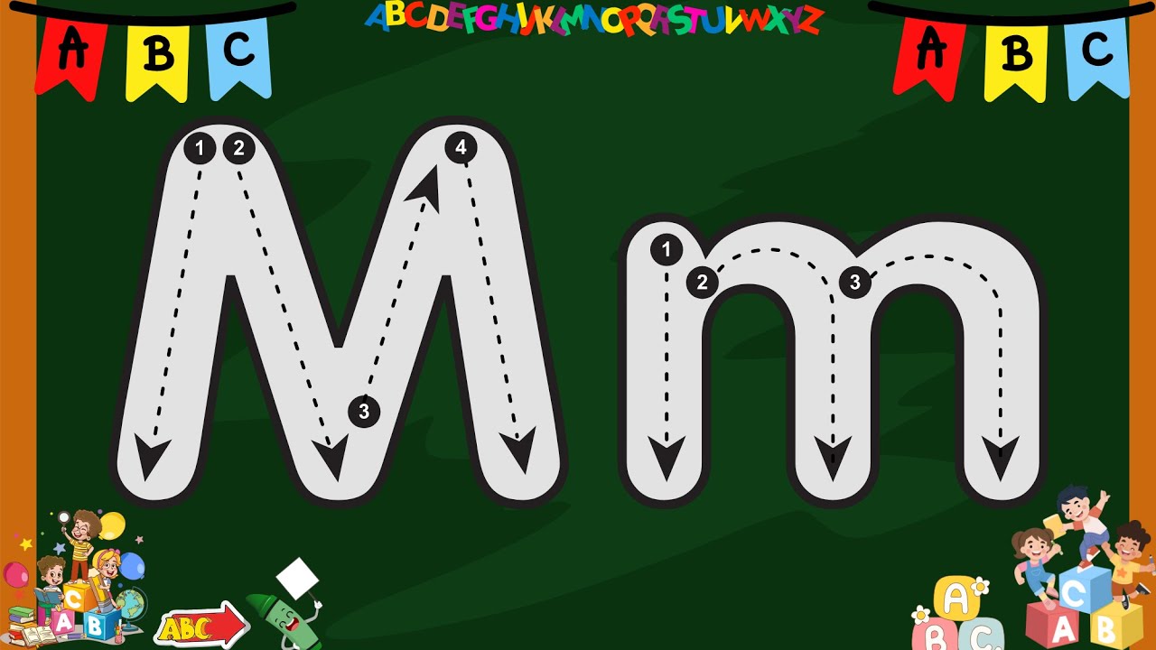 Letter M Tracing | Capital and Small Letters | Word Game for Kids - YouTube