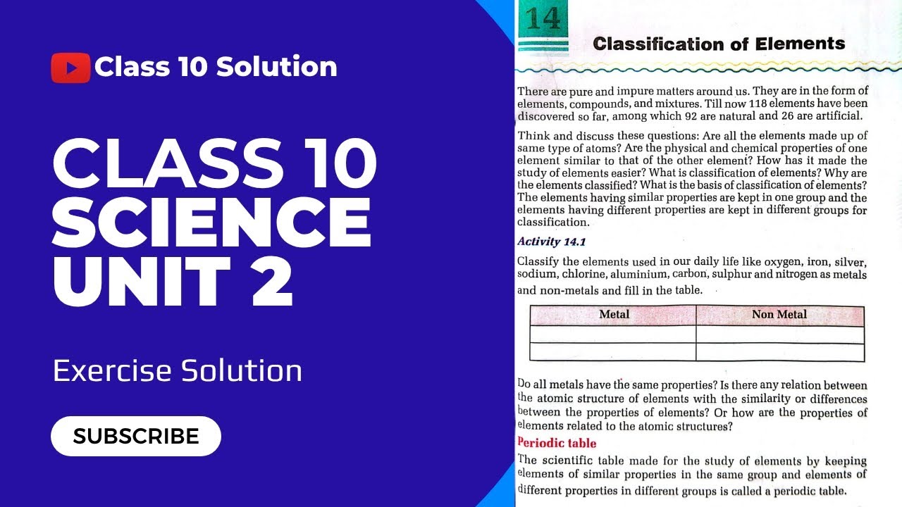 Class 10 Science | Unit 14 Exercise | Classification of Elements |notes ...