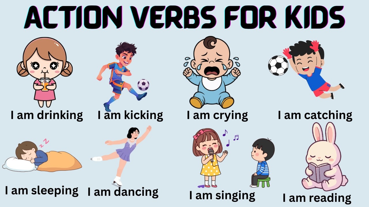 Learn Action Verbs for Kids | I Am + ING Words 👶📚 | Fun English ...