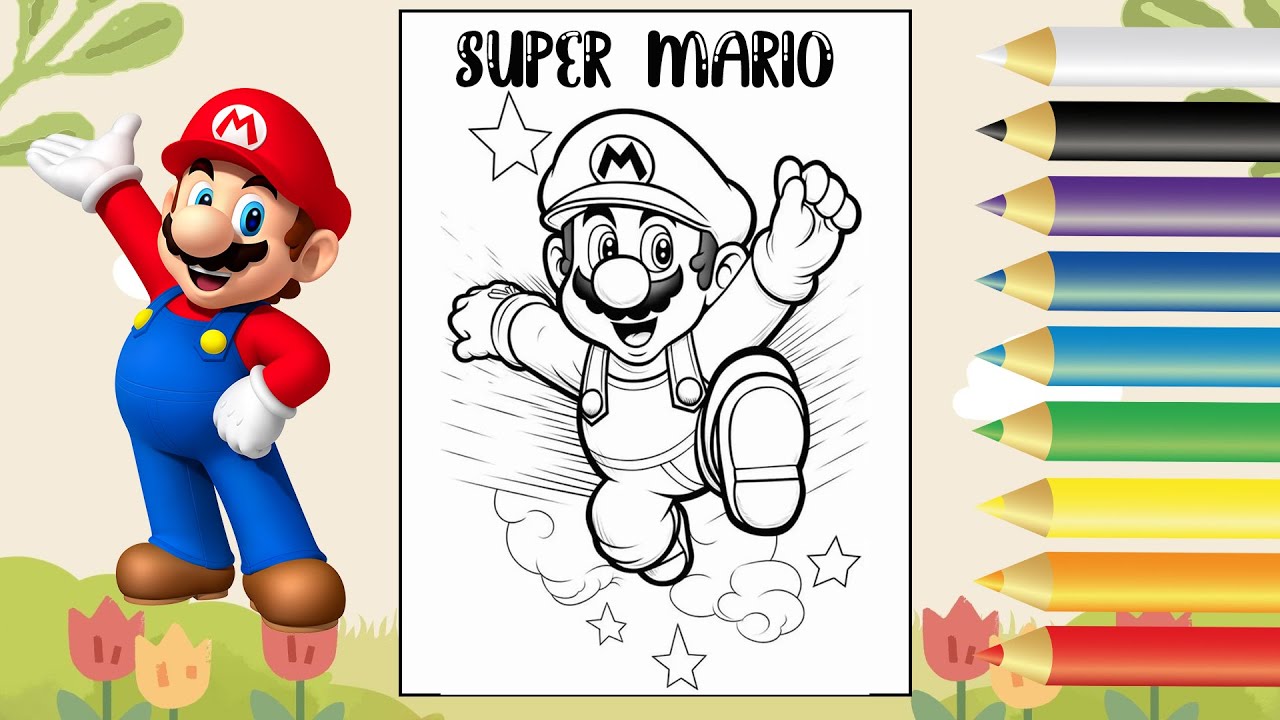 The process of coloring the Super Mario | Teach your child to color the ...