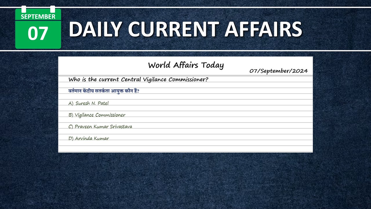 7th September 2024 | Current Affairs #currentaffairs #SSC #CGL #CHSL # ...