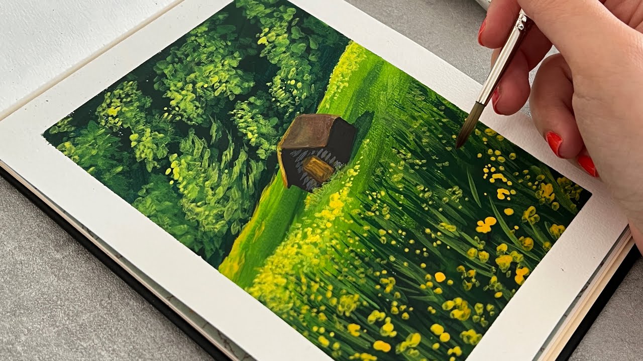 How to work with layers in Gouache/ Landscape painting tutorial - YouTube