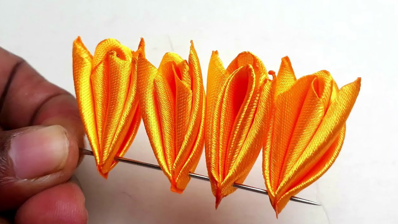 Amazing ribbon flower hand embroidery work - YouTube