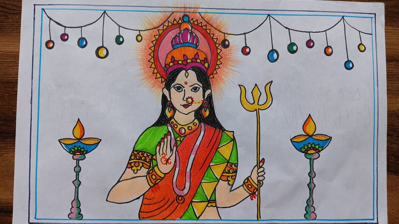 Navaratri Special Drawing।Maa Durga Drawing। Happy Navaratri how to ...