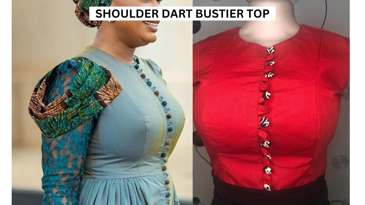 How to cut and sew a Shoulder Dart Bustier top with buttons in the ...