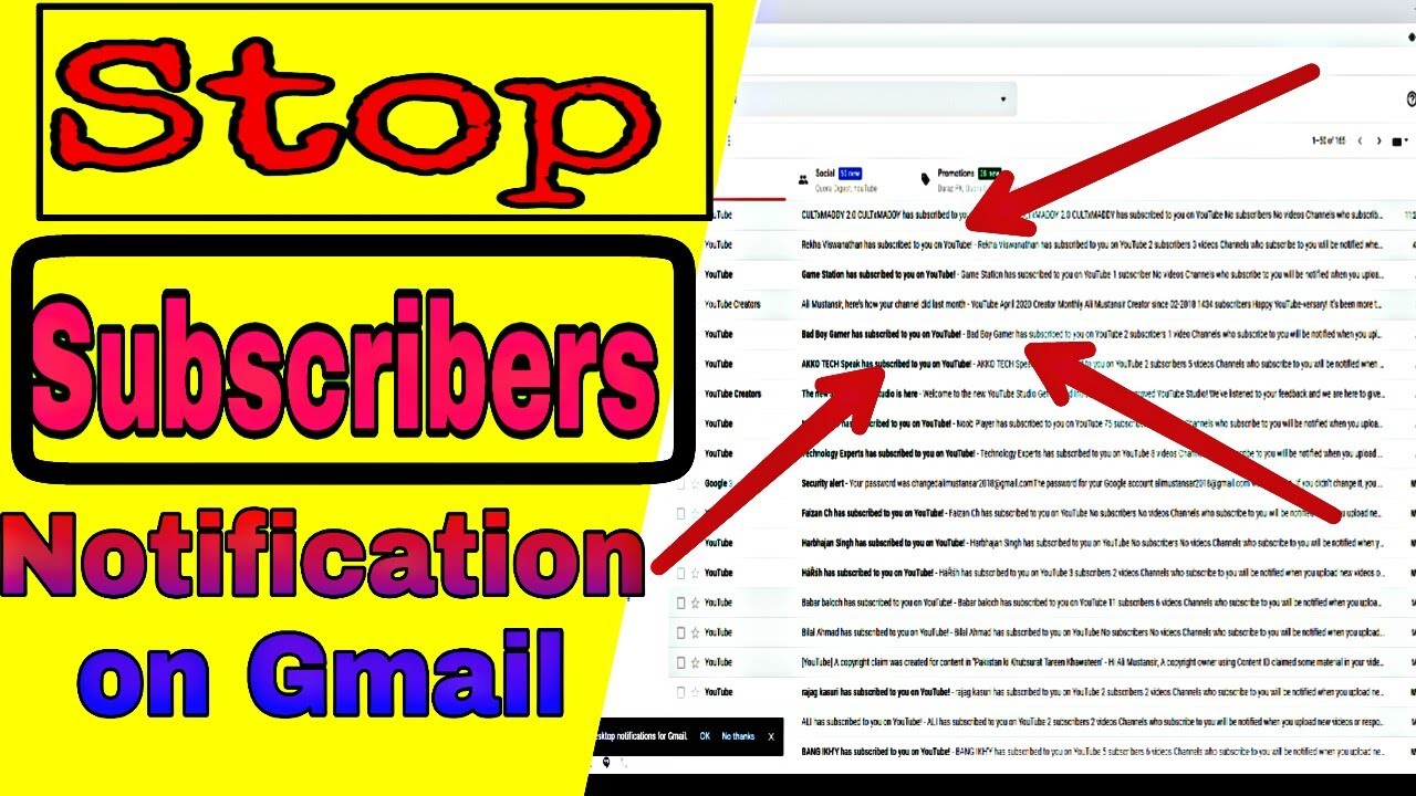 How to Stop New Subscribers Notification on Gmail - YouTube