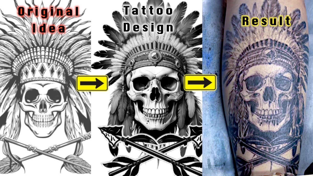 FSU INSPIRED TATTOO | Native American Skull - YouTube