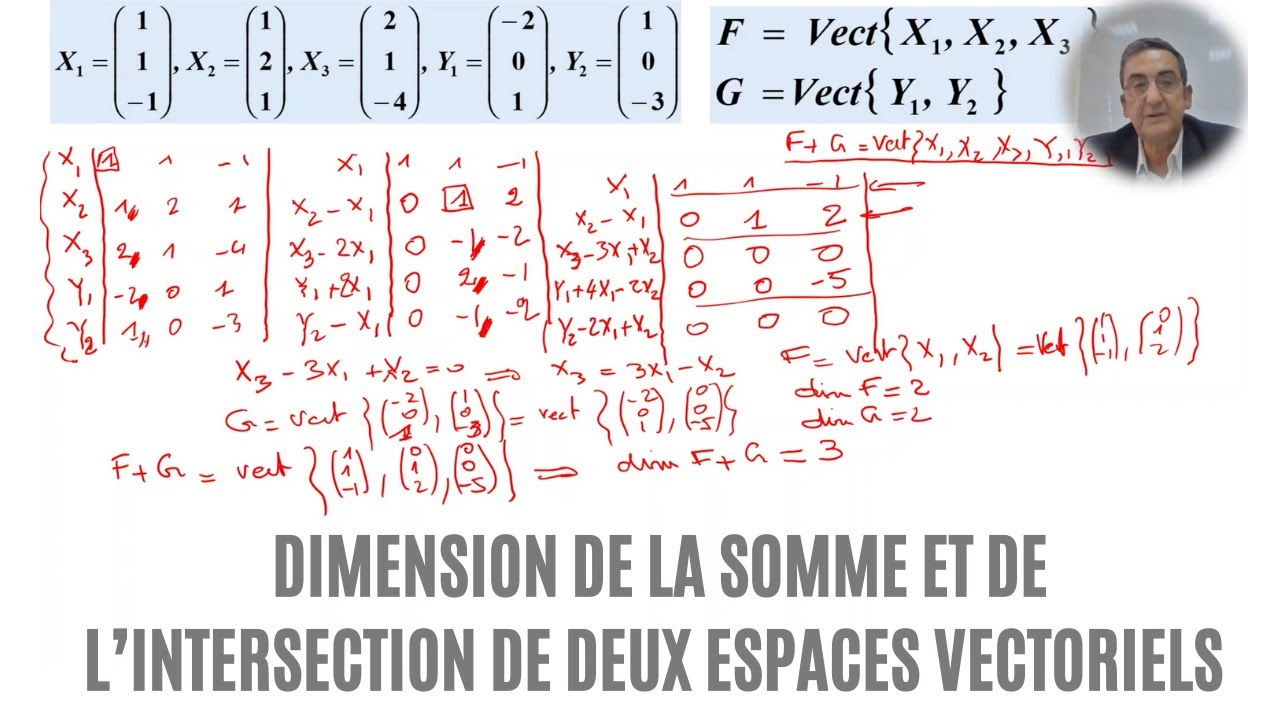 DIMENSION DE LA SOMME ET DE L’INTERSECTION DE DEUX ESPACES VECTORIELS ...