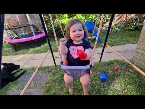 Babies First Swing Set. Adrenaline Junky Baby! - YouTube