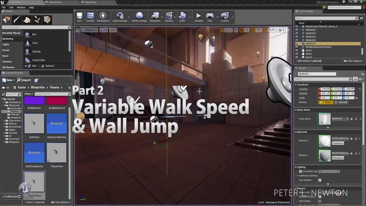 Unreal Engine 4 Unreal Movement Mechanics (Scrollable Walk Speed & Wall ...