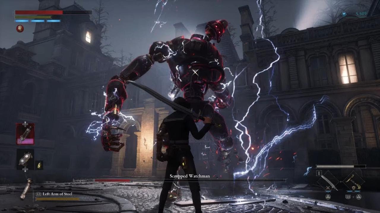 Lies of P - Scrapped Watchman Boss Fight Gameplay - YouTube